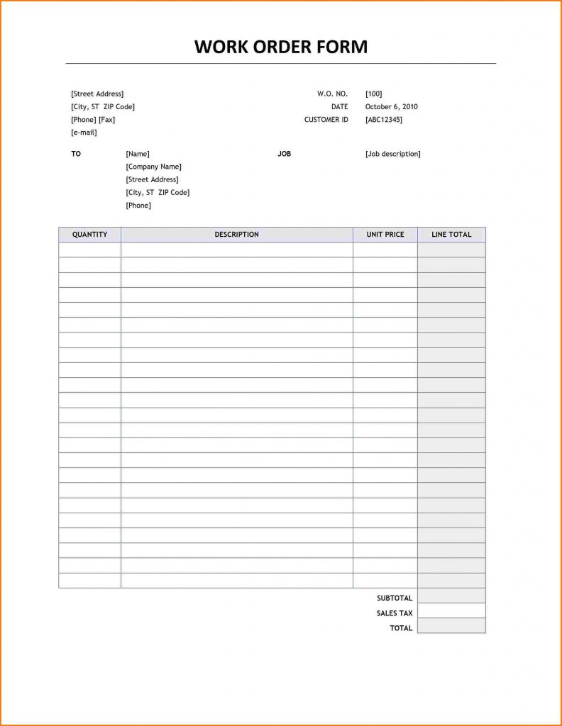 Blank Work Order Form | Liputan TV