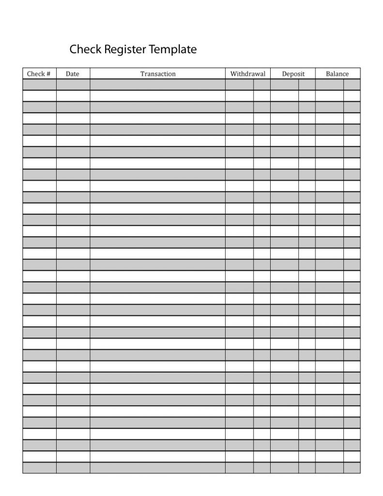 Check Register Template Printable | Liputan TV