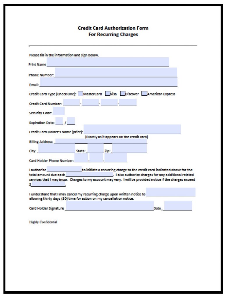 Credit Card Authorization Form Pdf | Liputan TV