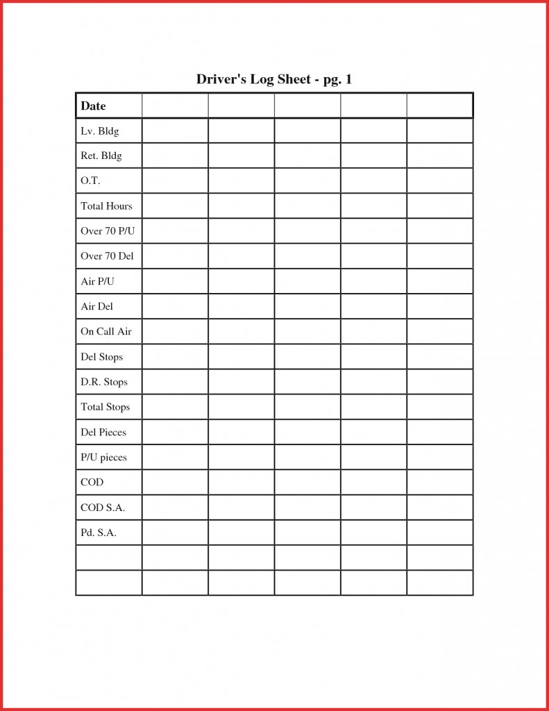 Driver Log Sheet Template | Liputan TV