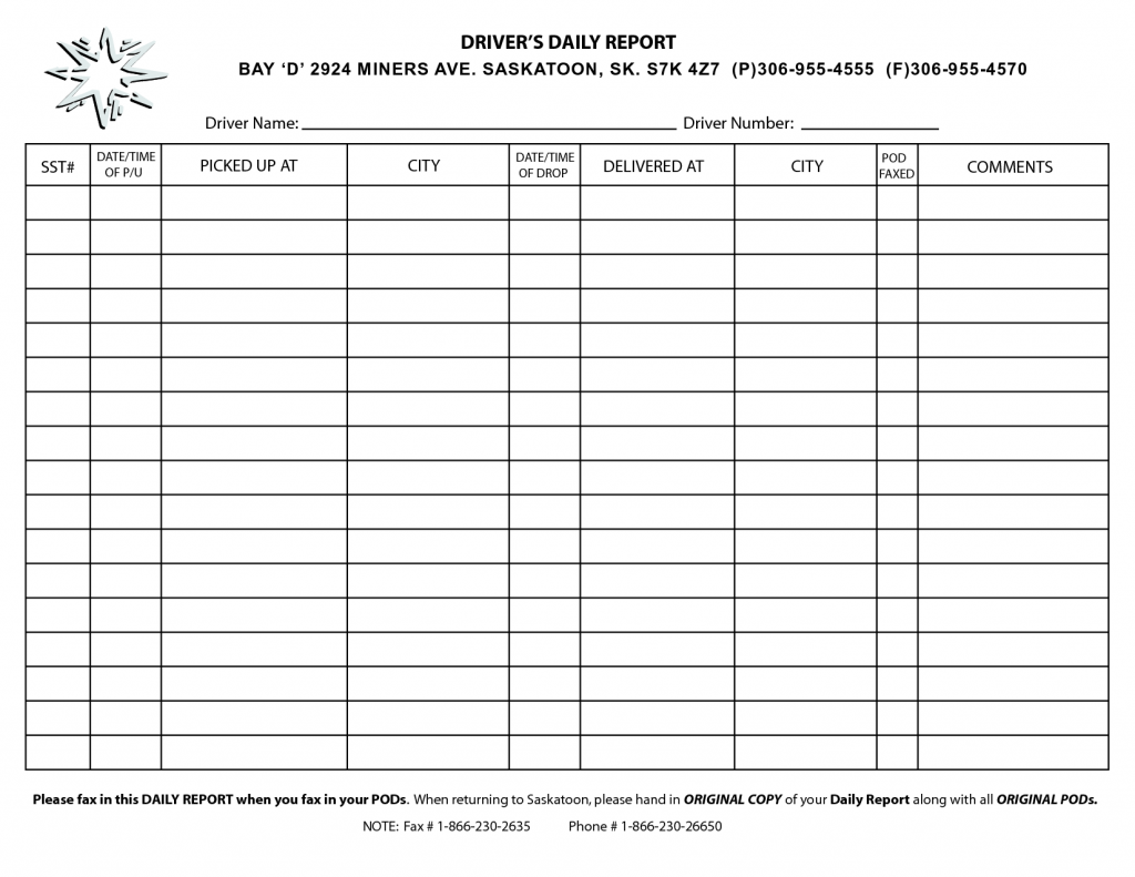 Driver Log Sheet Template | Liputan TV