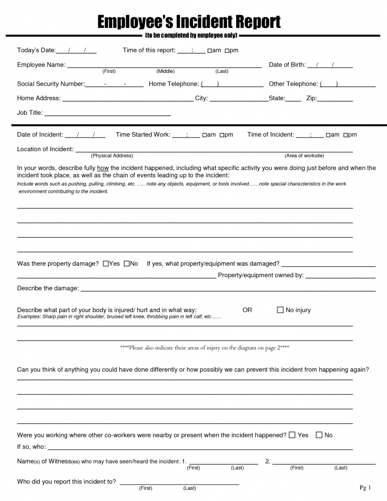 Employee Injury Report Form Template | Liputan TV