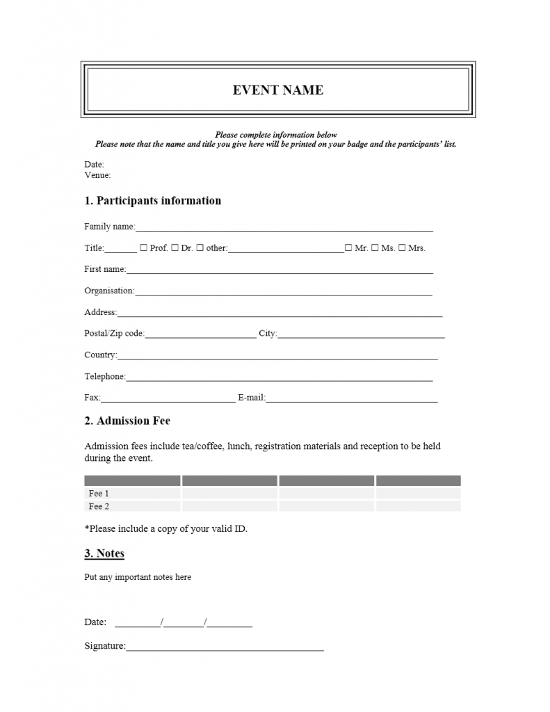 Free Registration Forms Template | Liputan TV