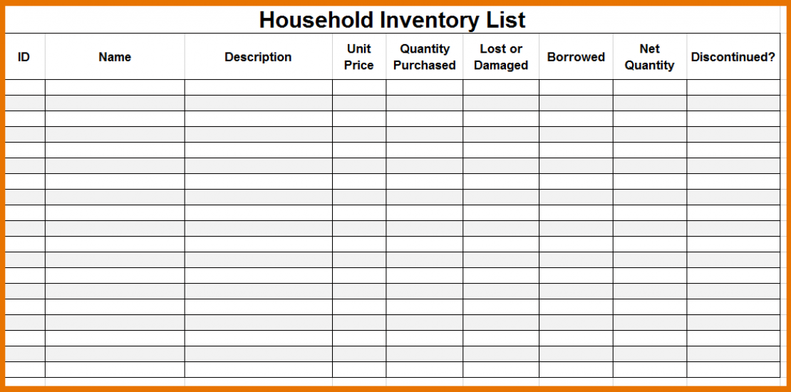 Household Inventory List Template | Liputan TV