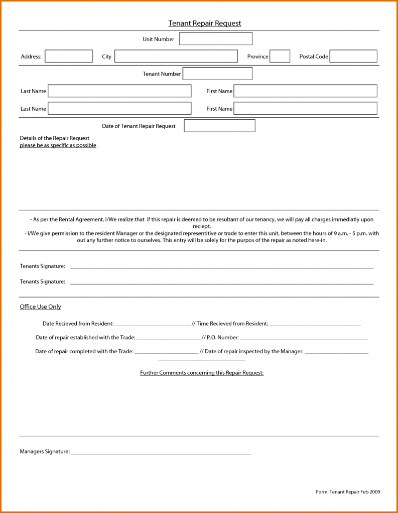 Maintenance Request Form Template | Liputan TV