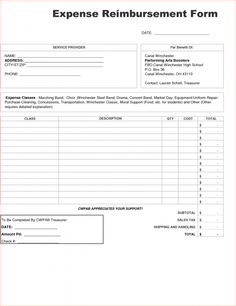 Reimbursement Form Templates | Liputan TV
