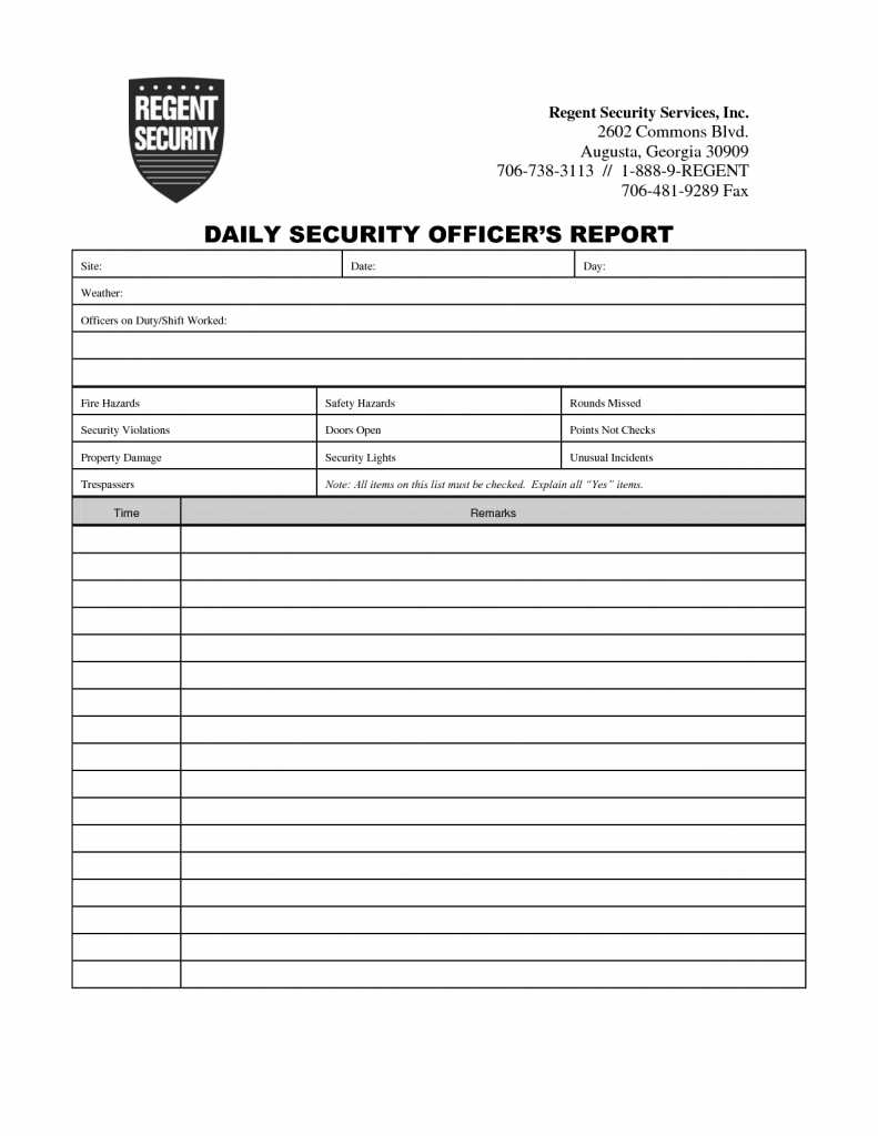 Security Guard Daily Activity Report Template | Liputan TV