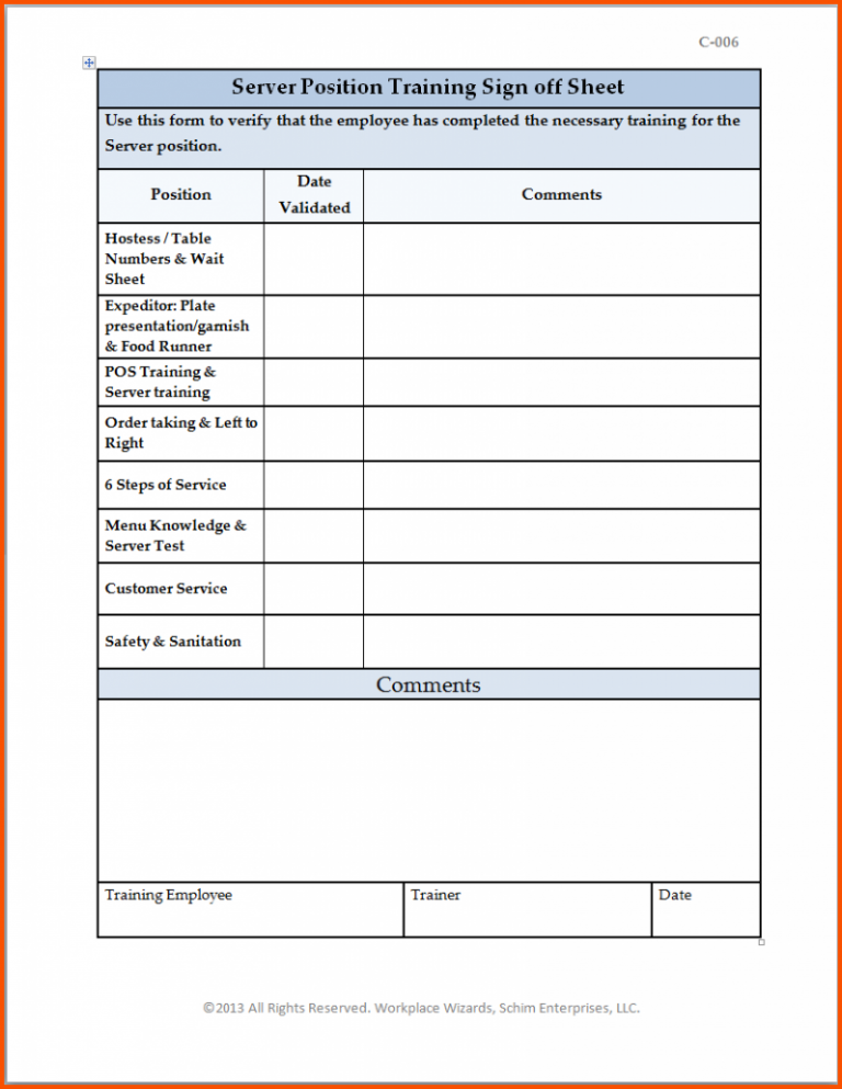 Training Sign Off Sheet Templates | Liputan TV